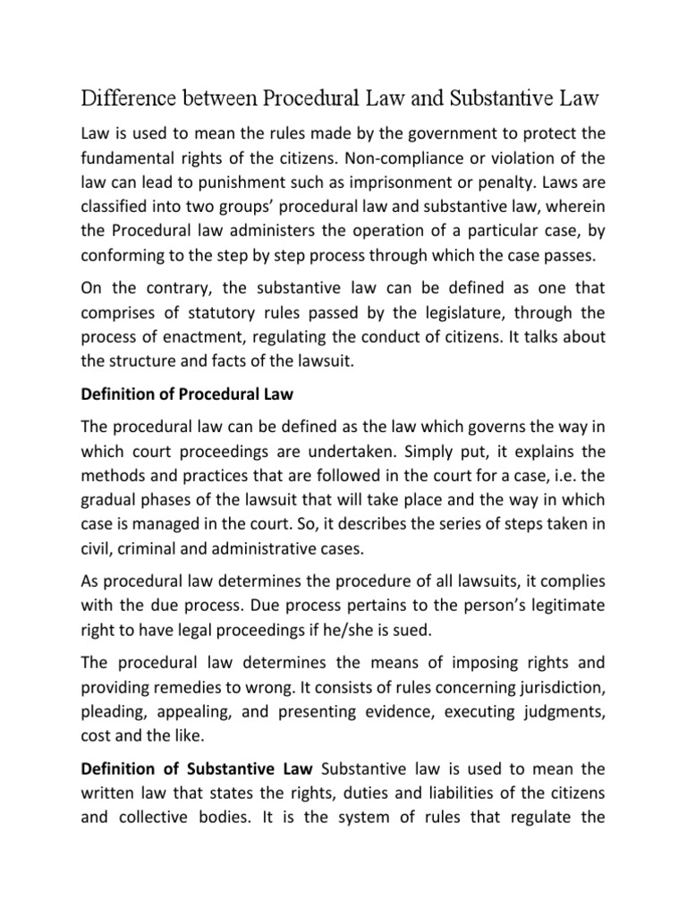 Substantive and Procedural Law | Download Free PDF | Lawsuit ...