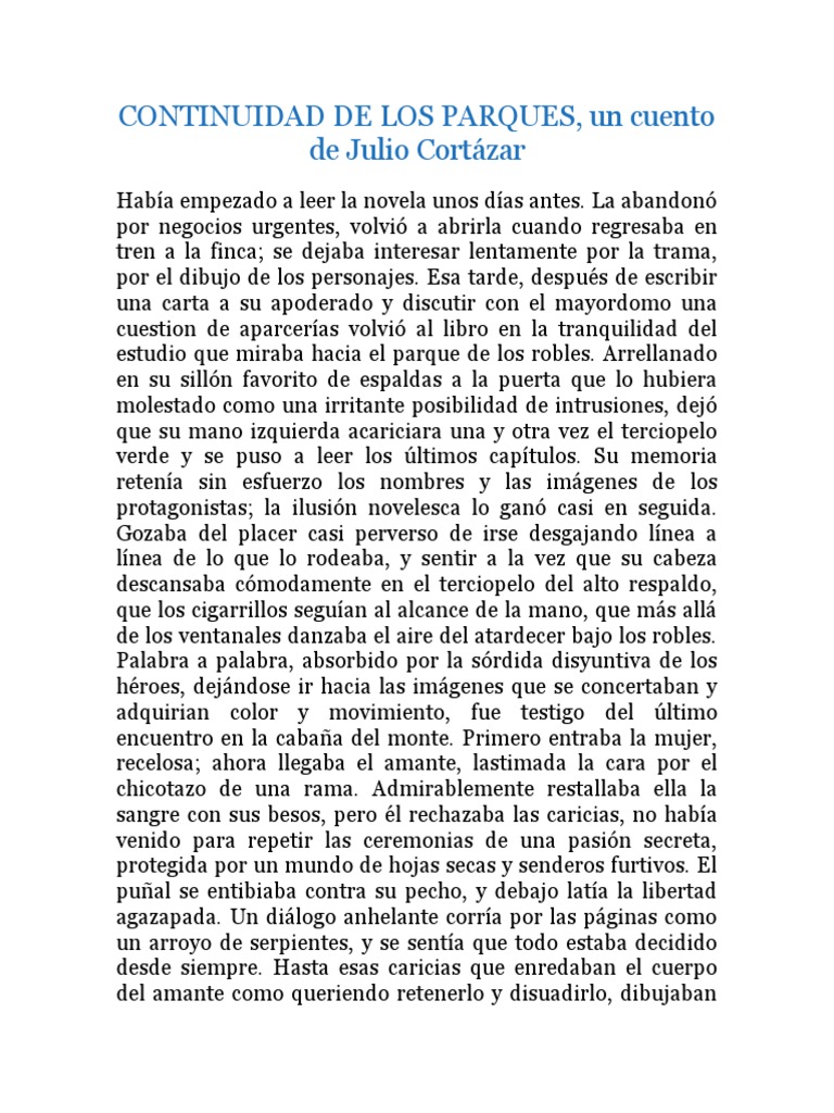 CUENTO Continuidad de Los Parques | PDF