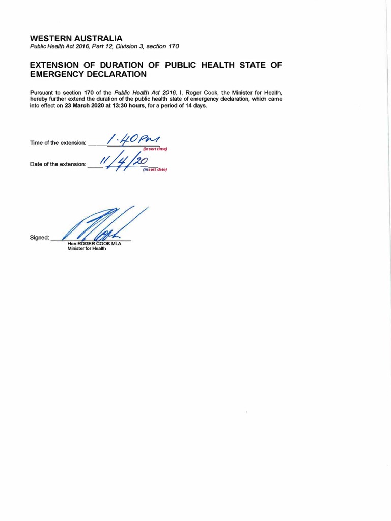 LF TJ P'-4: Extension of Duration of Public Health State of Emergency ...