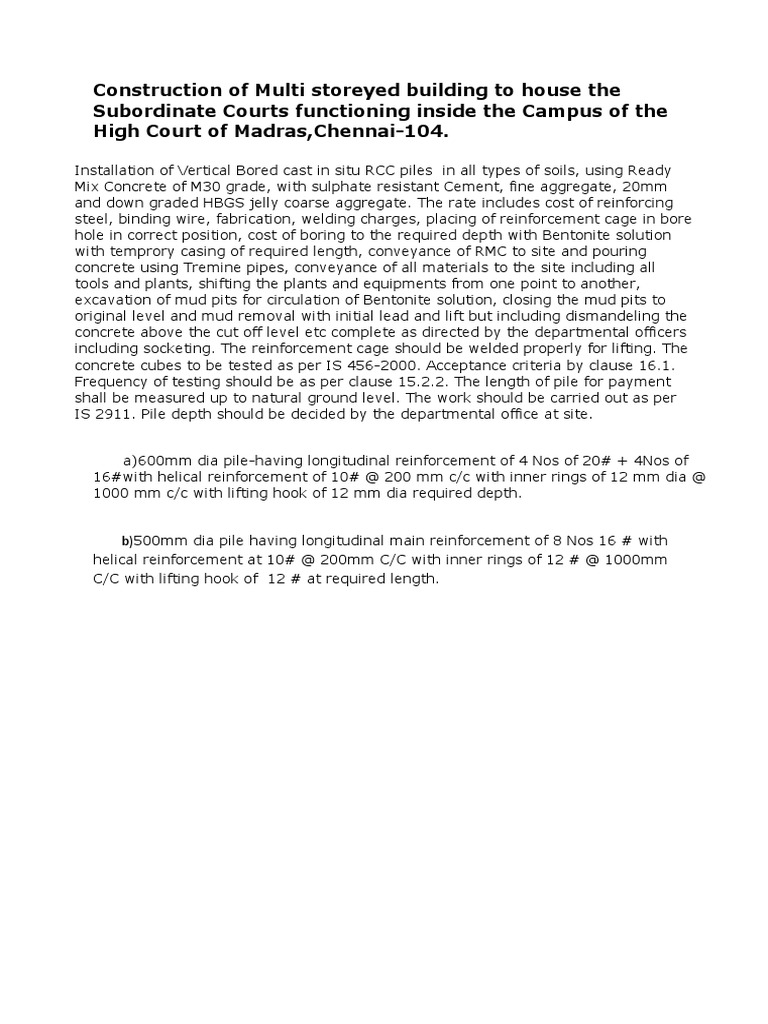 Construction of RCC piles | PDF