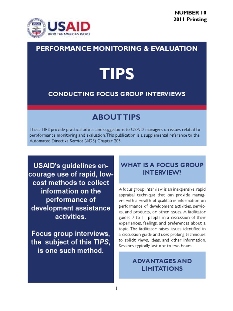 Tab F - Conducting Focus Group Interviews - USAID | Download Free PDF ...