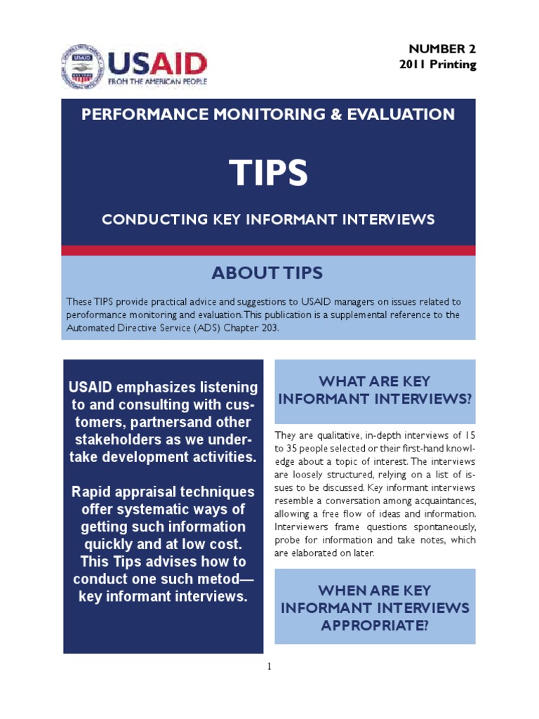 Tab I - Conducting Key Informant Interview - USAID | PDF | Survey ...