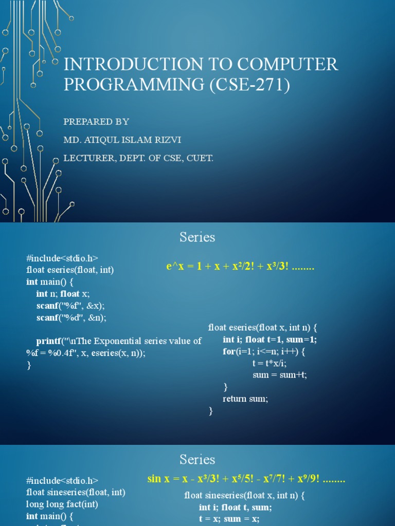 Introduction To Computer Programming (Cse-271) : Prepared by Md. Atiqul ...