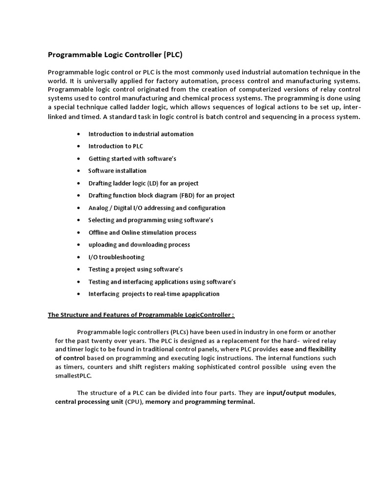Programmable Logic Controller (PLC) : The Structure and Features of ...