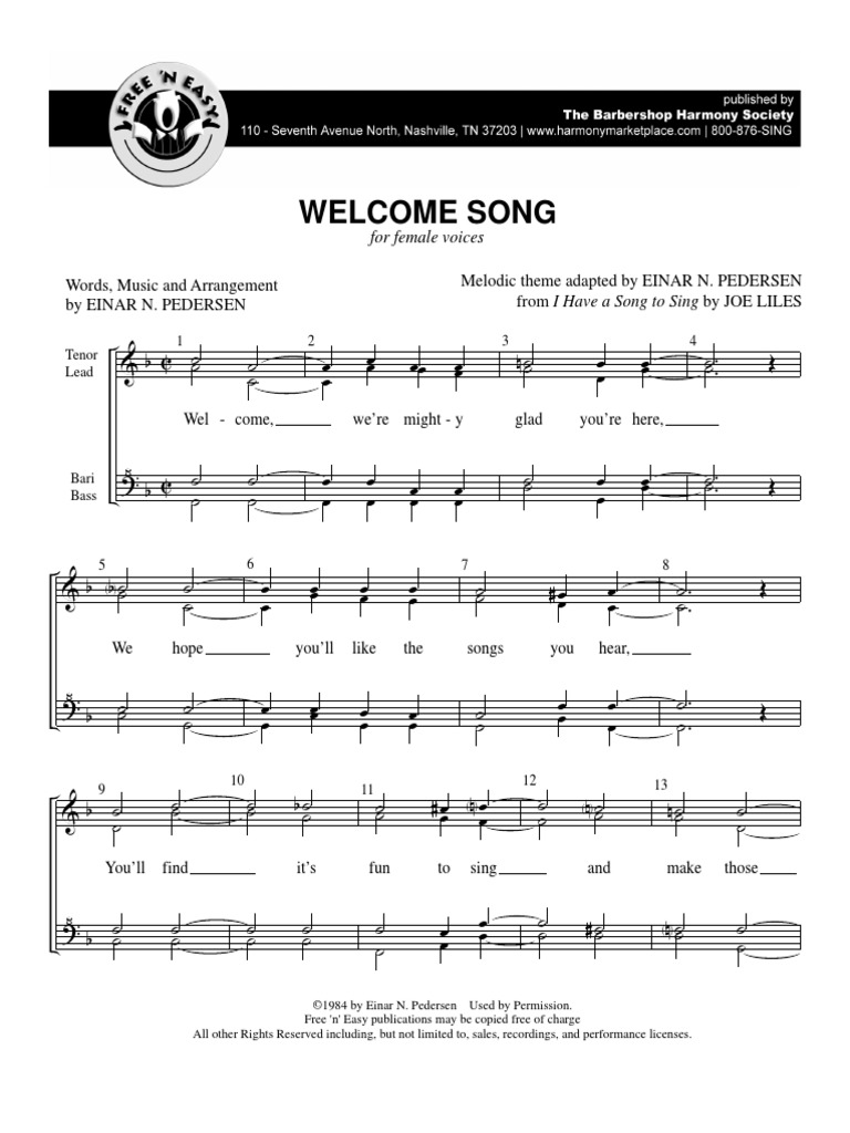 Welcome Song Ssaa | PDF | Music Theory | Musical Compositions