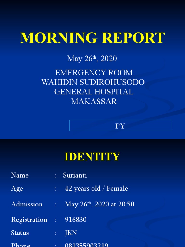 Comprehensive Emergency Room Report on a 42-Year Old Female Patient ...