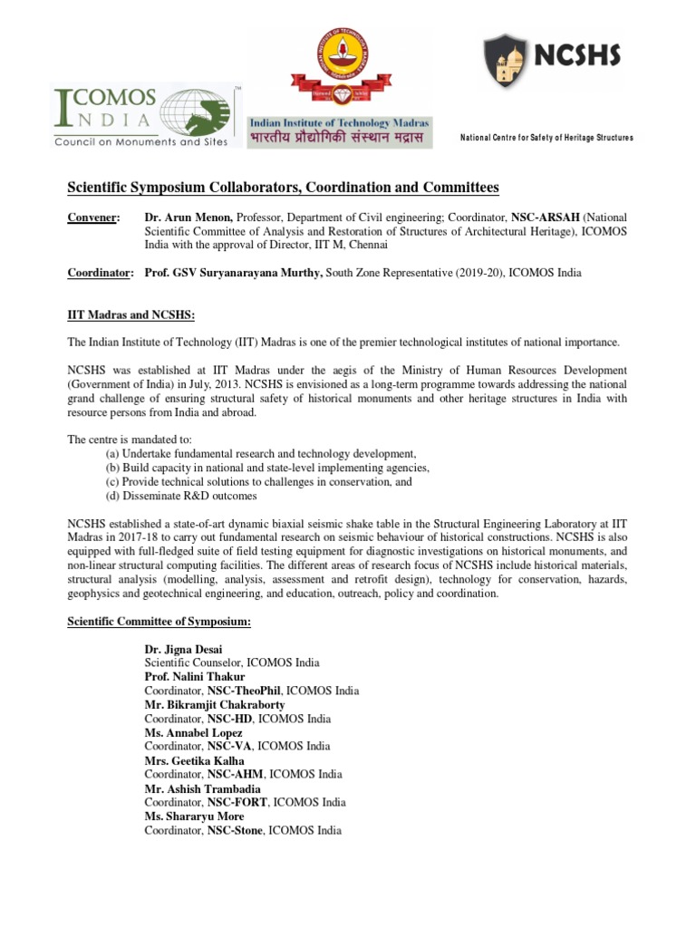 R3 - SS IITM ICOMOS India May 22-23 Programme | PDF | Science