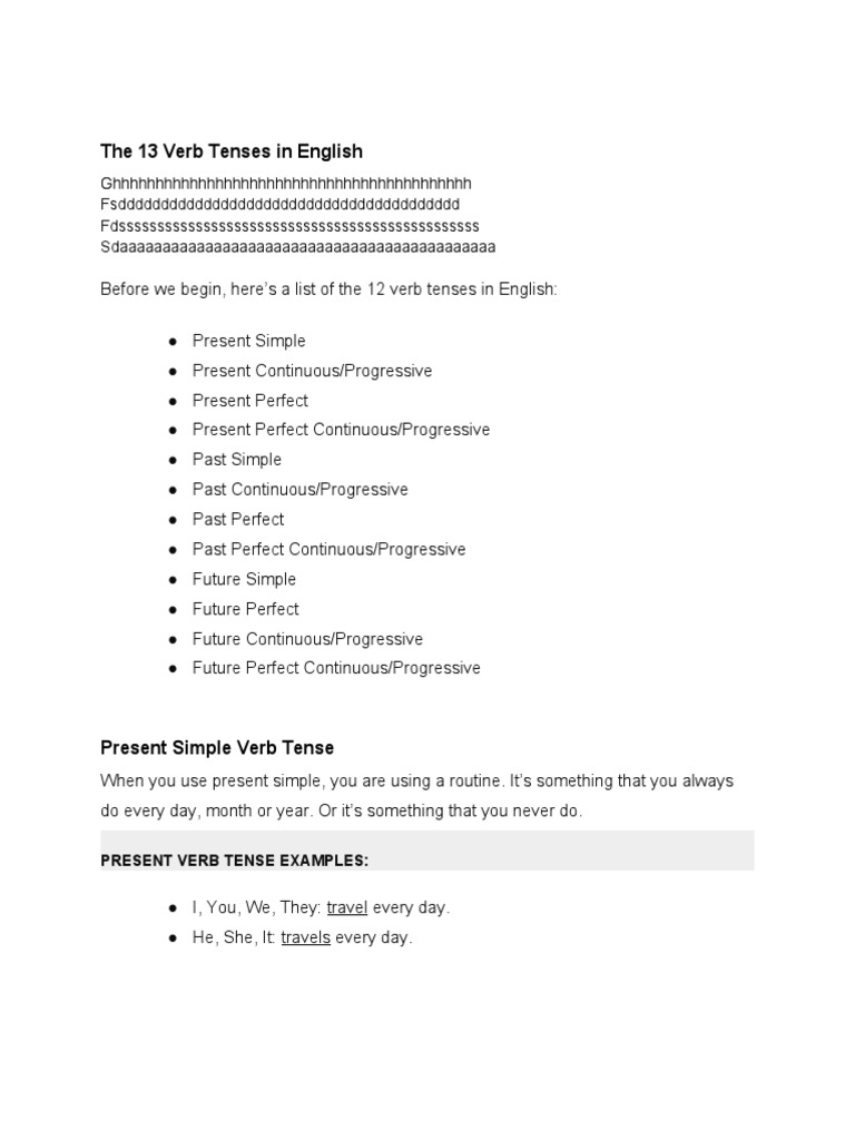 The 12 Verb Tenses in English | Download Free PDF | Perfect (Grammar ...