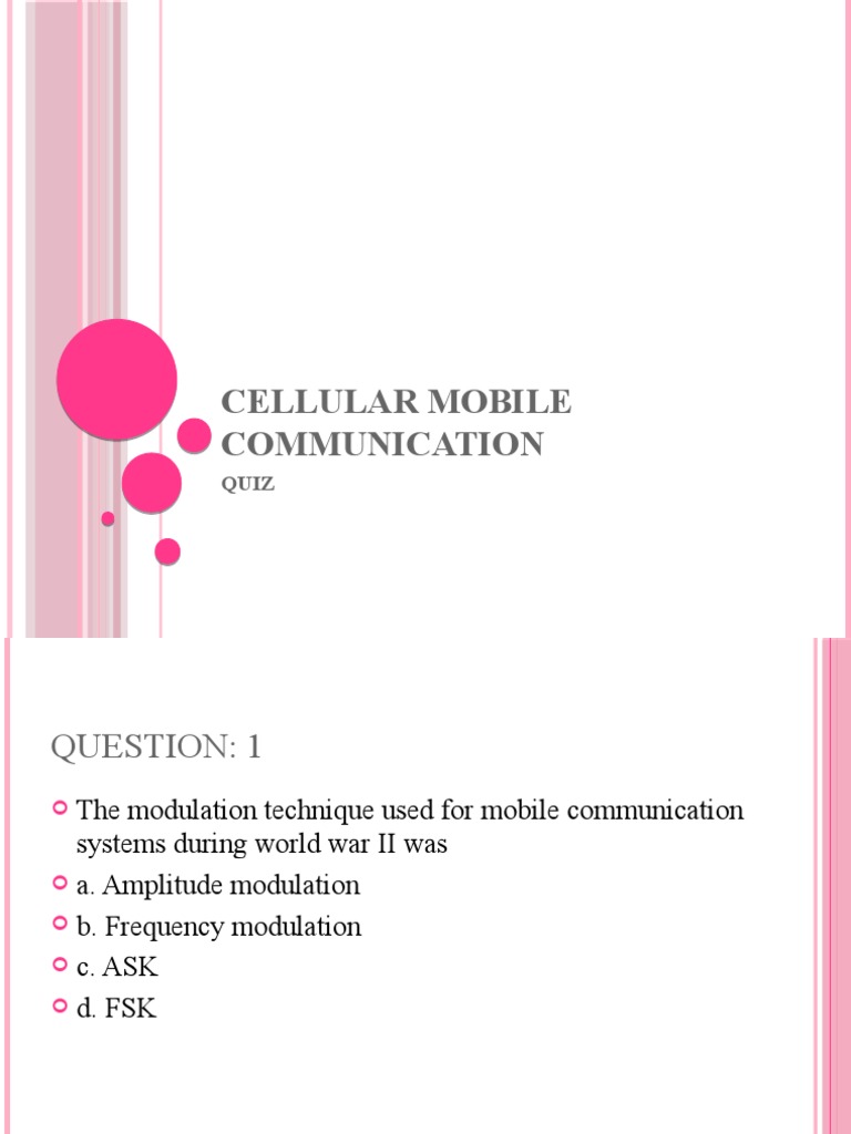 Cellular Mobile Communication Quiz | PDF | Cellular Network | Bandwidth ...