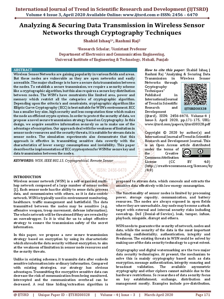 Analyzing and Securing Data Transmission in Wireless Sensor Networks ...