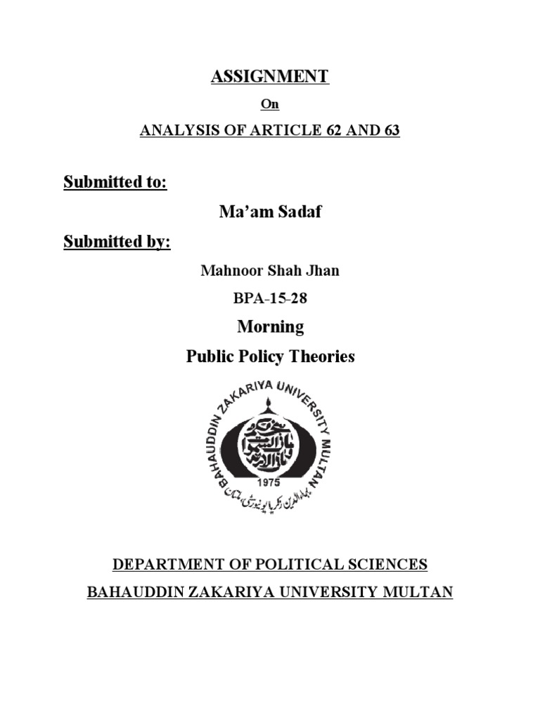 Analysis Of Article 62 And 63 Of 1973 Co Pdf Judiciaries Supreme