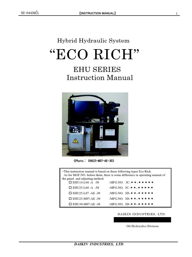 Eco Rich Hydraulic System Manual | PDF | Electrical Wiring | Fuse ...