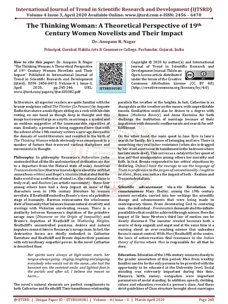 The Thinking Woman A Theoretical Perspective of 19th Century Women ...
