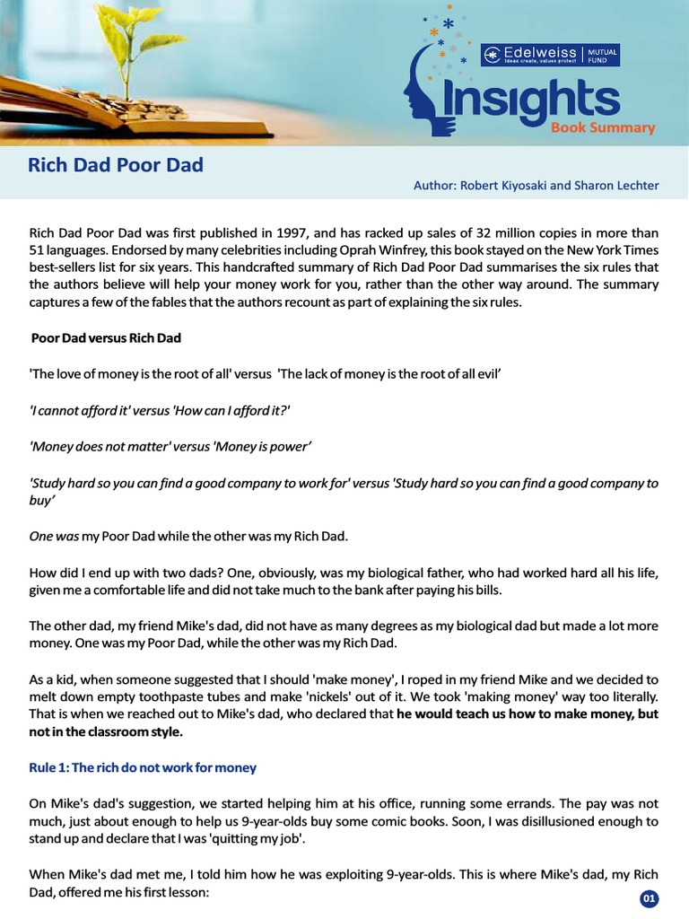 Rich Dad Poor Dad: Key Lessons Summary | PDF | Business | Law