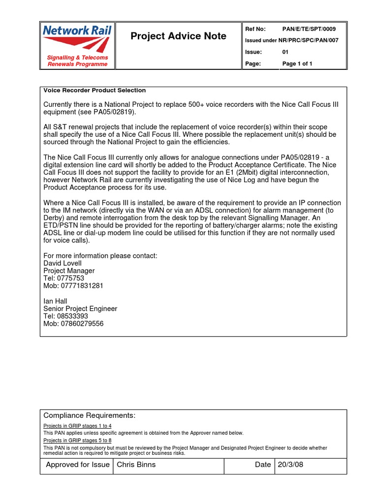 Project Advice Note: Voice Recorder Product Selection | PDF