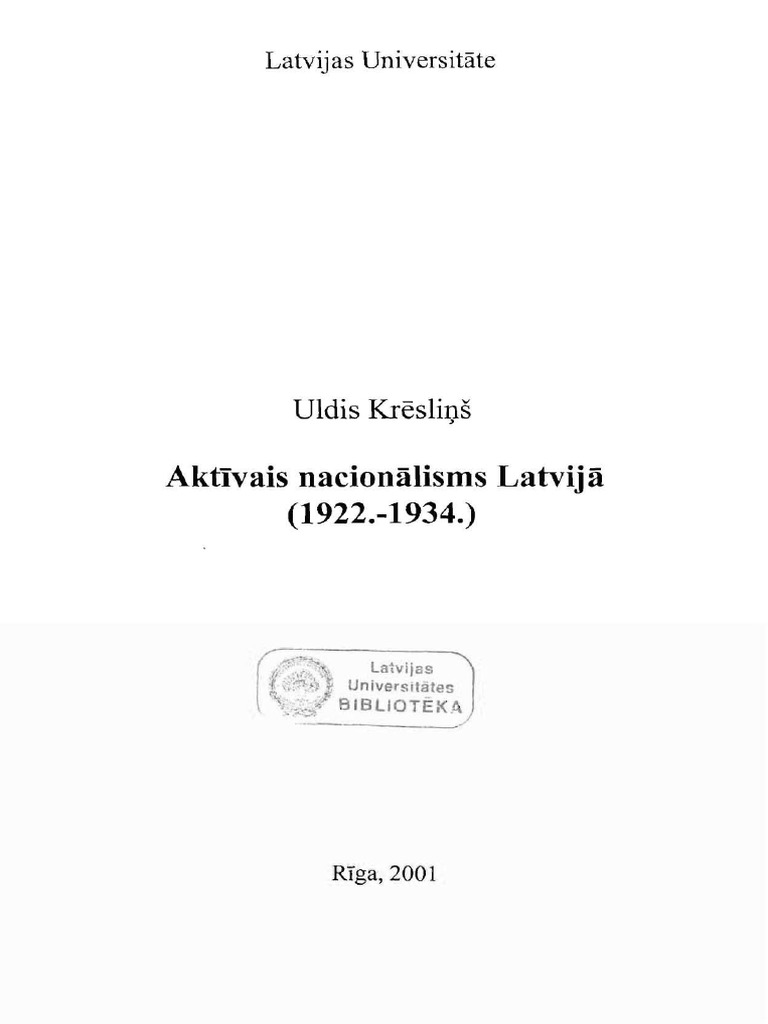 Kreslins U Aktivais Nacionalisms Latvija 2001 | PDF