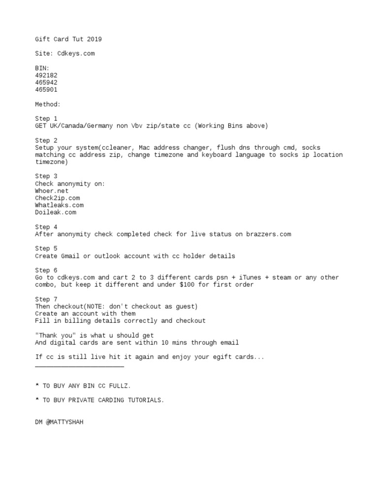 Gift Card Carding Method | PDF