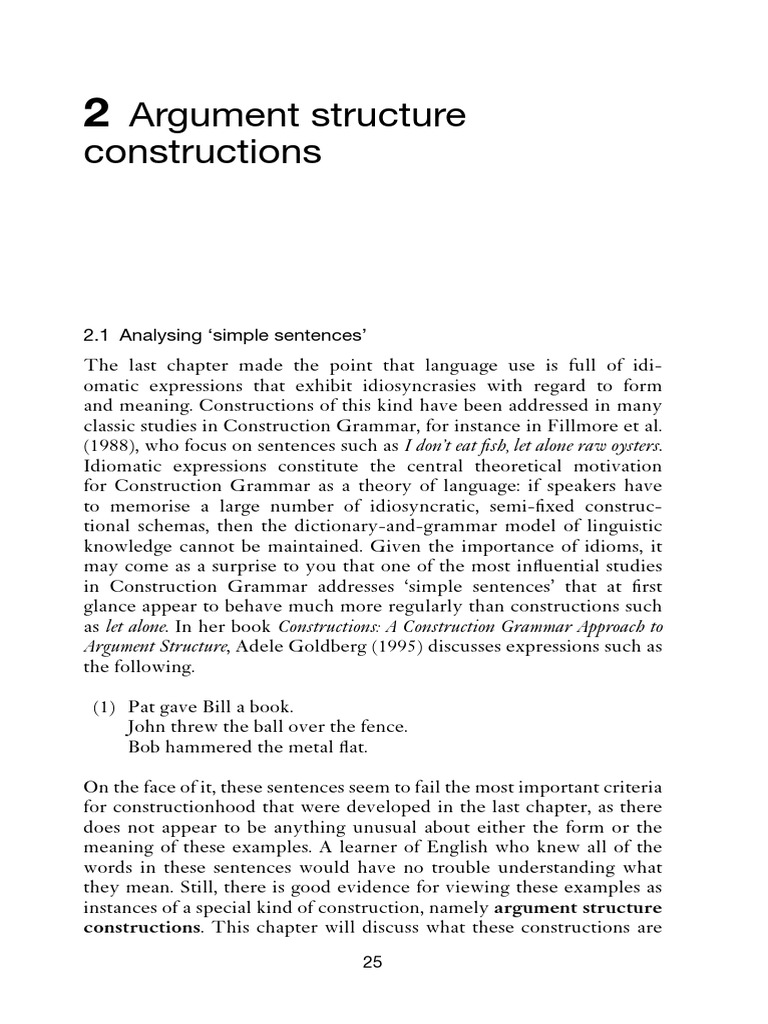 Argument Structure Constructions Hilpert PDF | PDF | Verb | Lexical ...