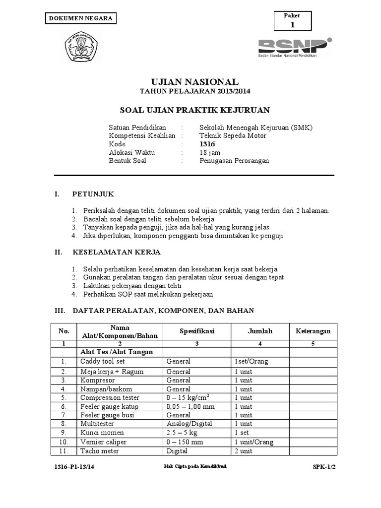 1316-P1-SPK-Teknik Sepeda Motor | PDF