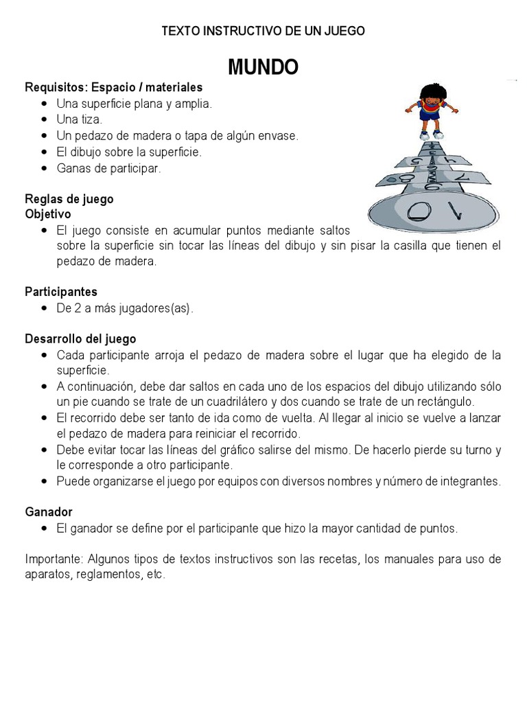 Texto Instructivo Del Juego - Mundo | PDF | Juegos y actividades | Hogar, jardinería y bricolaje