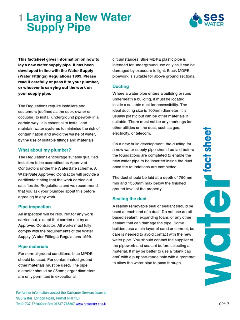 Laying A New Water Supply Pipe: Ducting | PDF | Duct (Flow) | Pipe ...