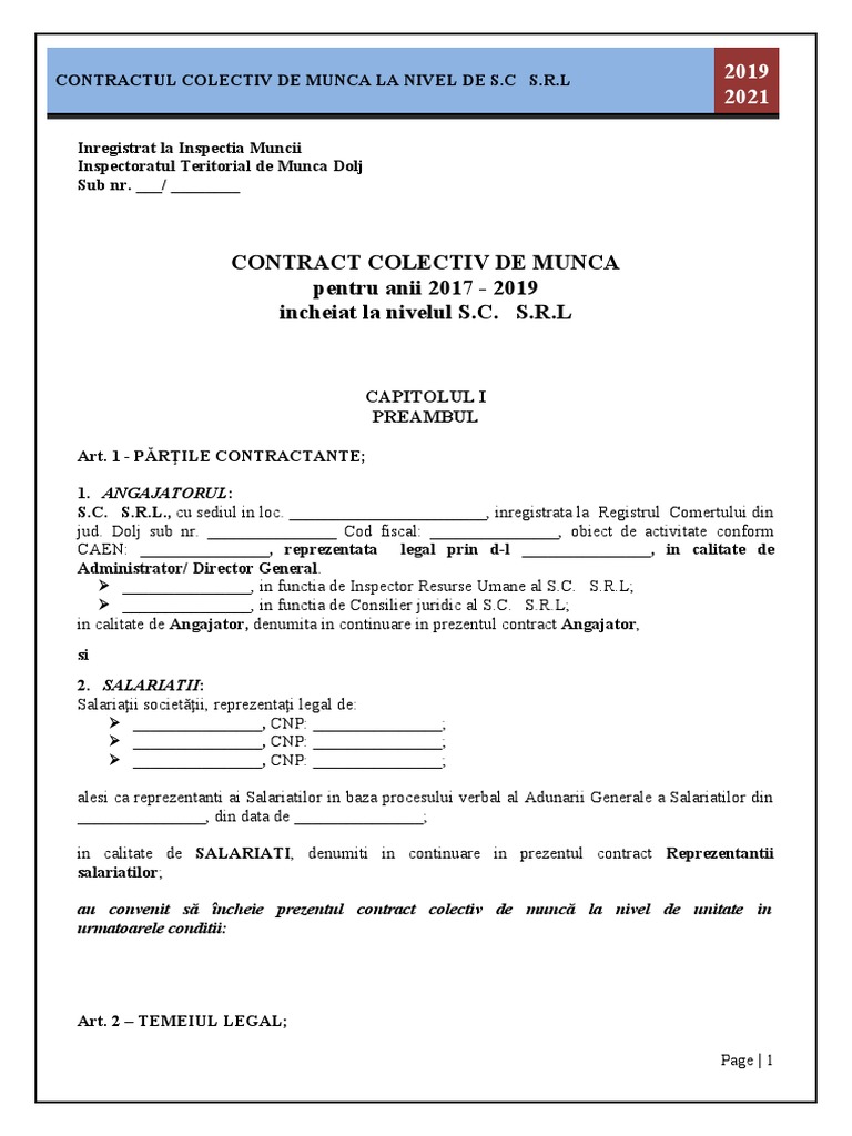 Model CONTRACT COLECTIV DE MUNCA | PDF