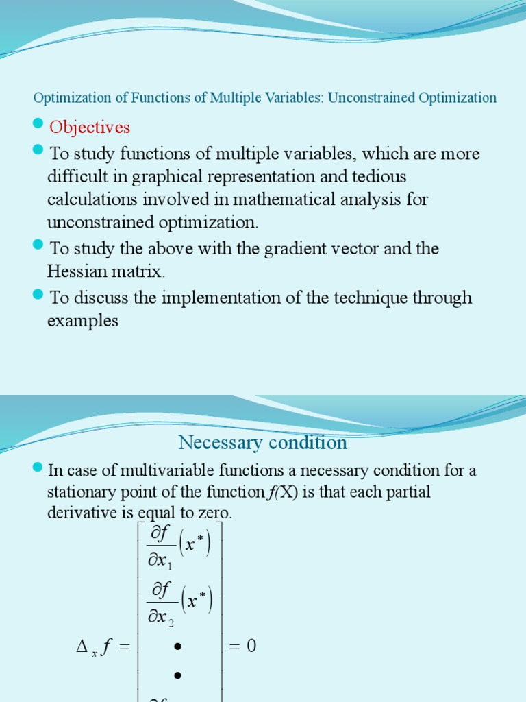 Lect 4 Unconstraint Optimization | PDF | Maxima And Minima ...