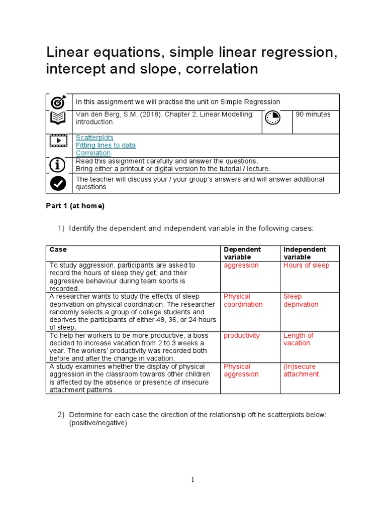 Simple Linear Regression Assignment Guide | PDF | Scatter Plot ...
