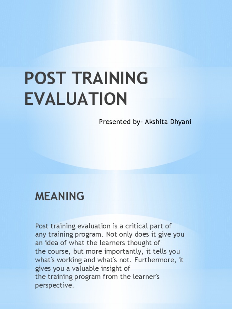 Post Training Evaluation | PDF | Evaluation | Attitude (Psychology)