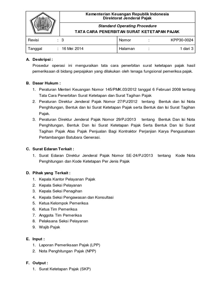 SOP - Pelayanan - PENERBITAN SKP | PDF