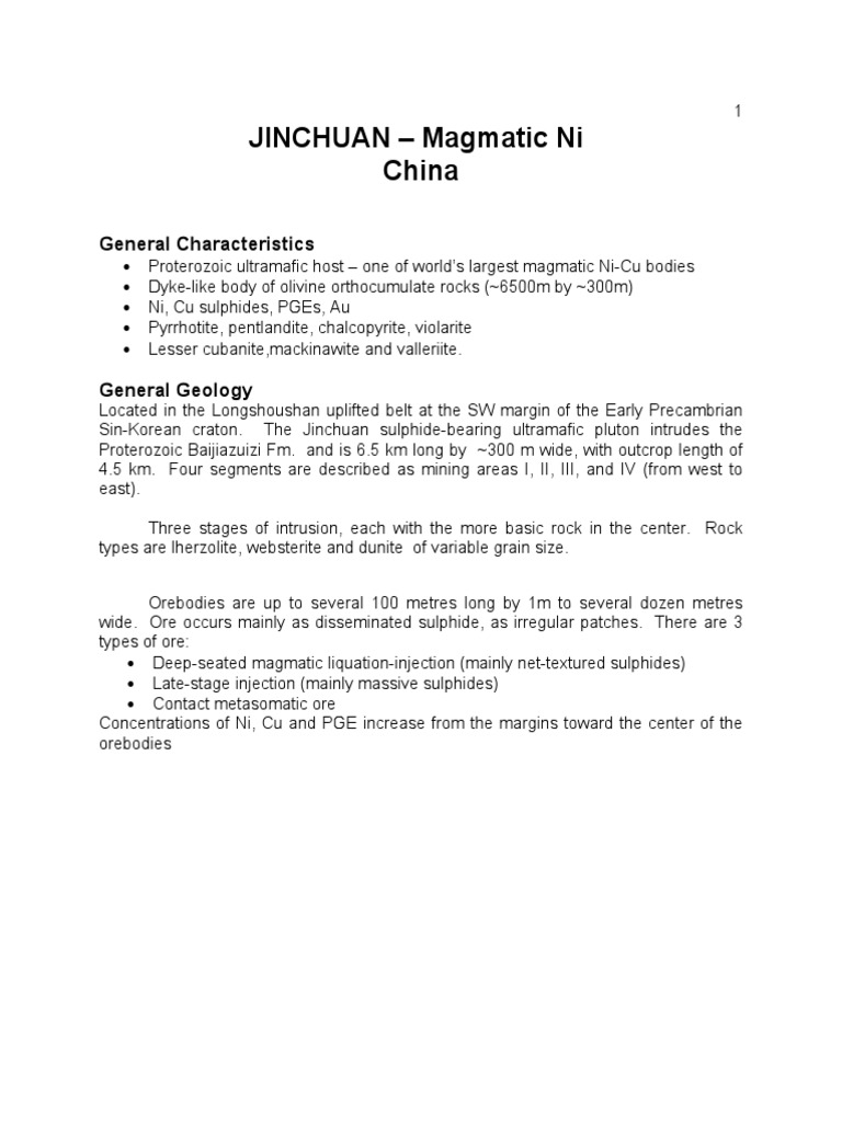 Jinchuan 1.2 | PDF | Geology | Petrology