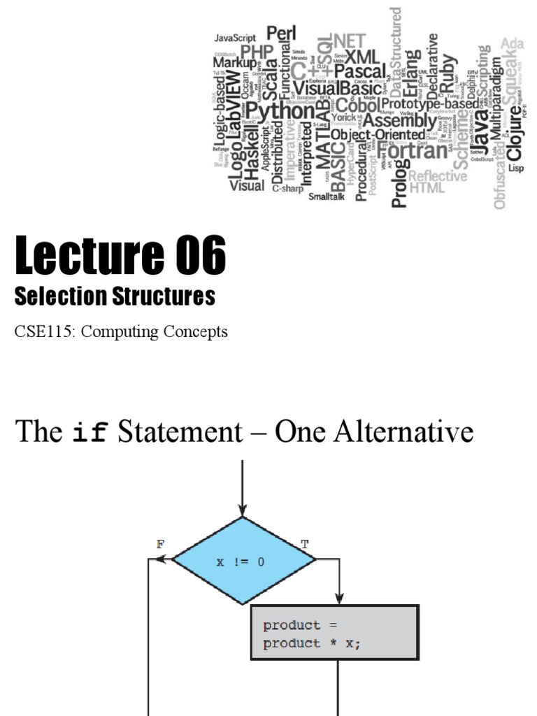Selection Structures: CSE115: Computing Concepts | PDF | Boolean Data Type | Computer Programming
