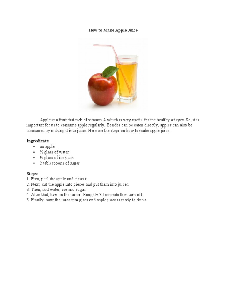 How To Make Apple Juice | PDF