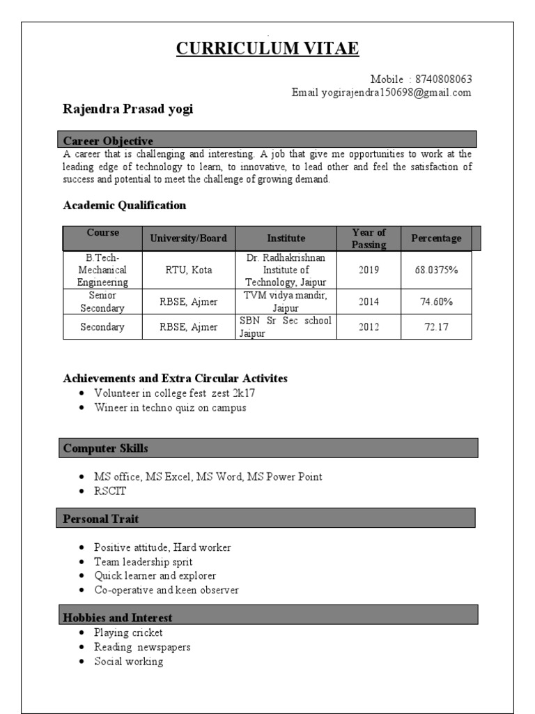 Rajendra Yogi Resume For Schools | PDF | Behavior Modification | Learning