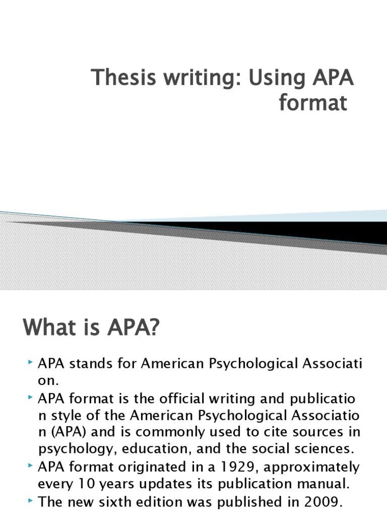 Thesis Writing: Using APA Format | PDF | Digital Object Identifier ...