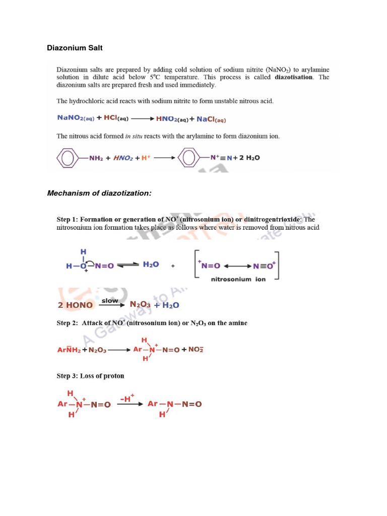 Mechanism of Diazotization | PDF