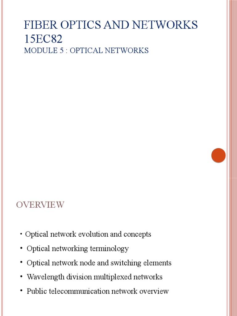 Fiber Optics and Networks 15EC82 | PDF