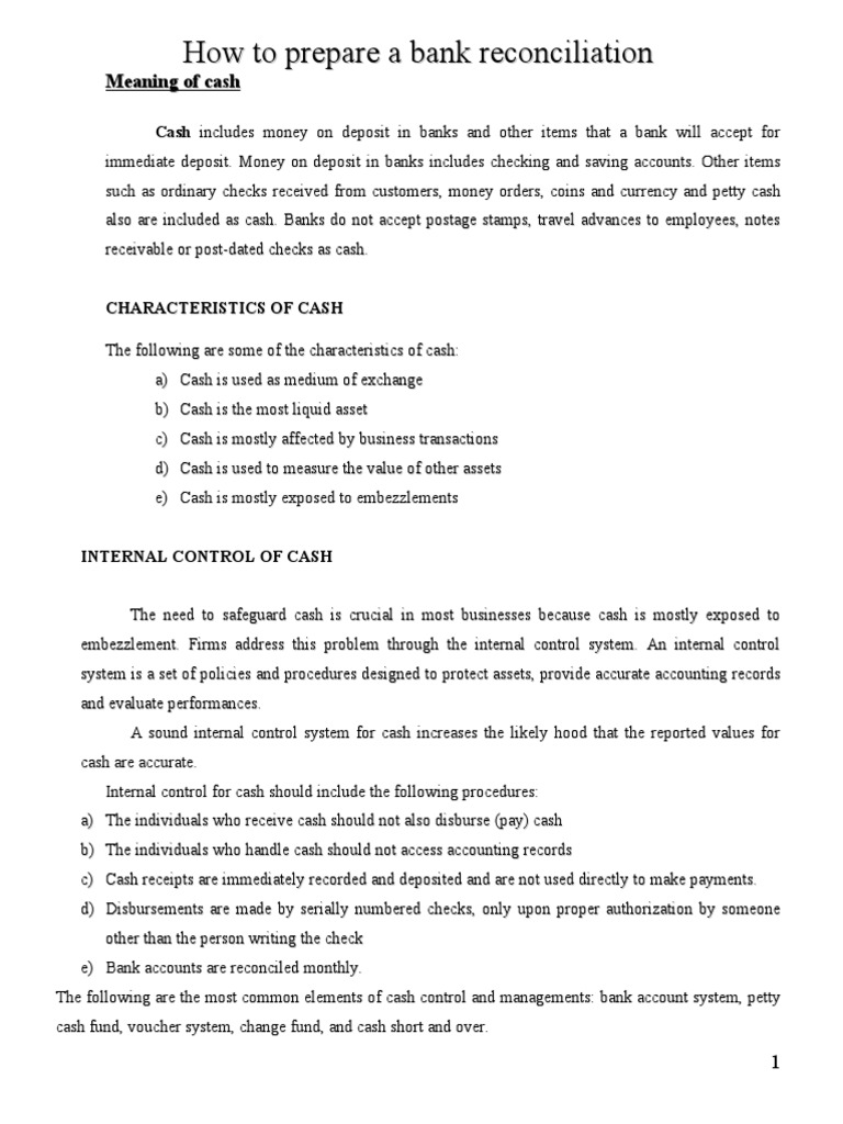 How To Prepare A Bank Reconciliation | PDF | Deposit Account | Cash