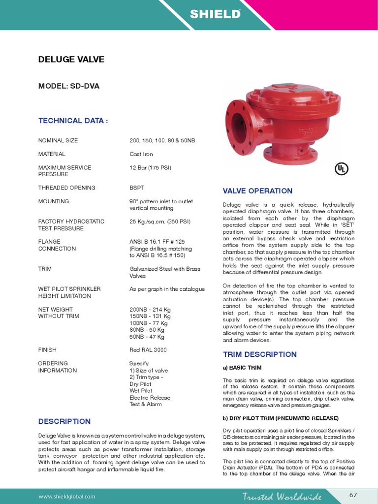 Deluge Valve - SD-DVA PDF | PDF | Fire Sprinkler System | Valve