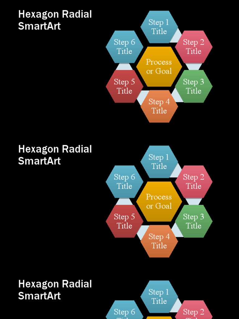 Hexagon Radial SmartArt Process Template | PDF