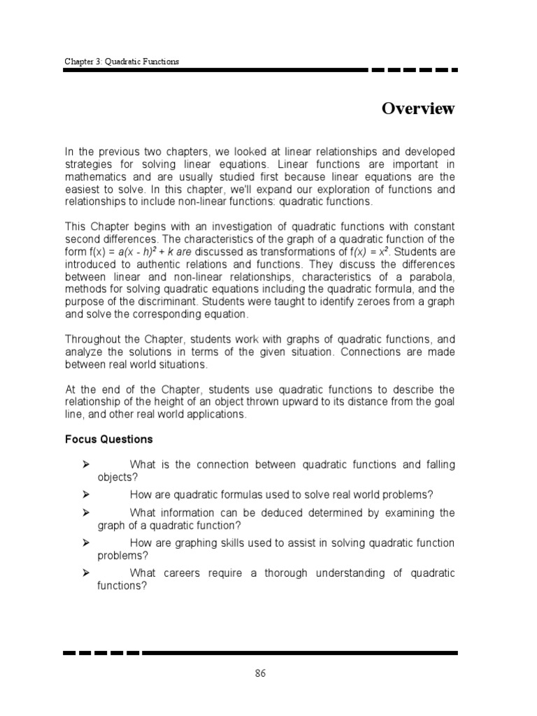 Advanced Math-Chapter 3 Quadratic Functions | PDF | Quadratic Equation ...