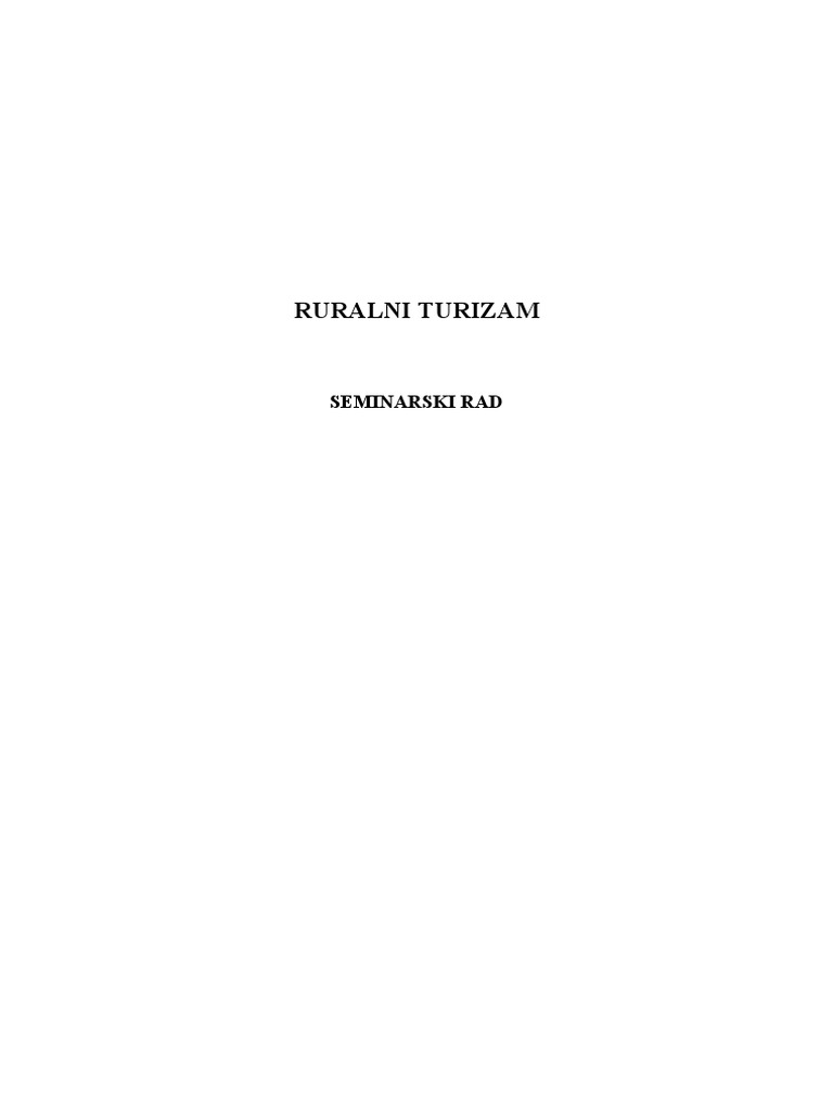 Ruralni Turizam | PDF