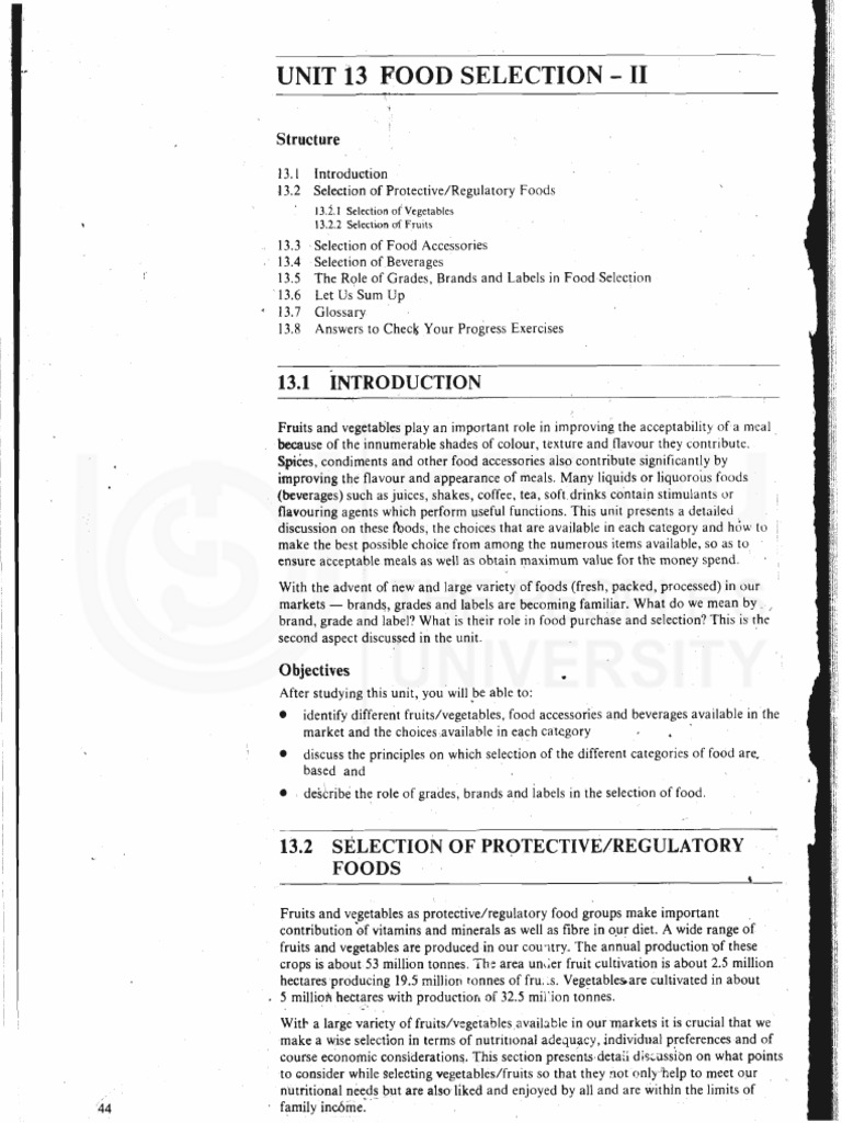 Unit Food Selection I1: Structure | PDF | Vinegar | Vegetables