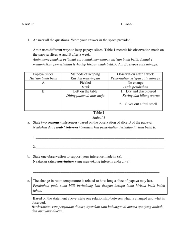 Latihan Sains Tahun6 | PDF