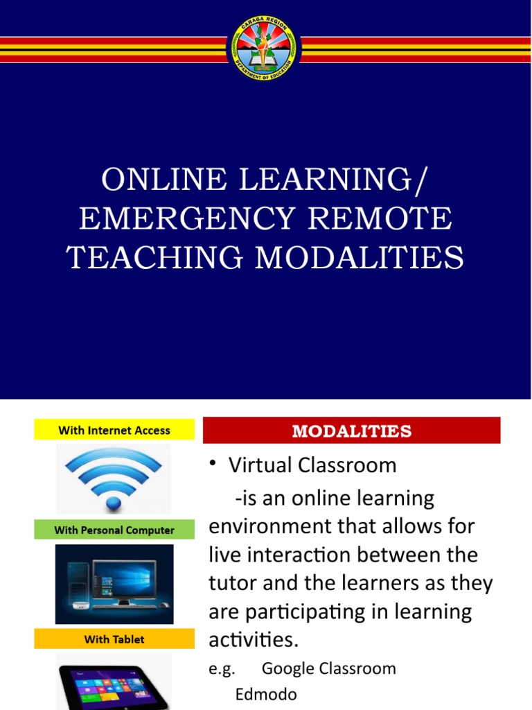 Teaching Learning Modalities Presentation | PDF | Educational ...