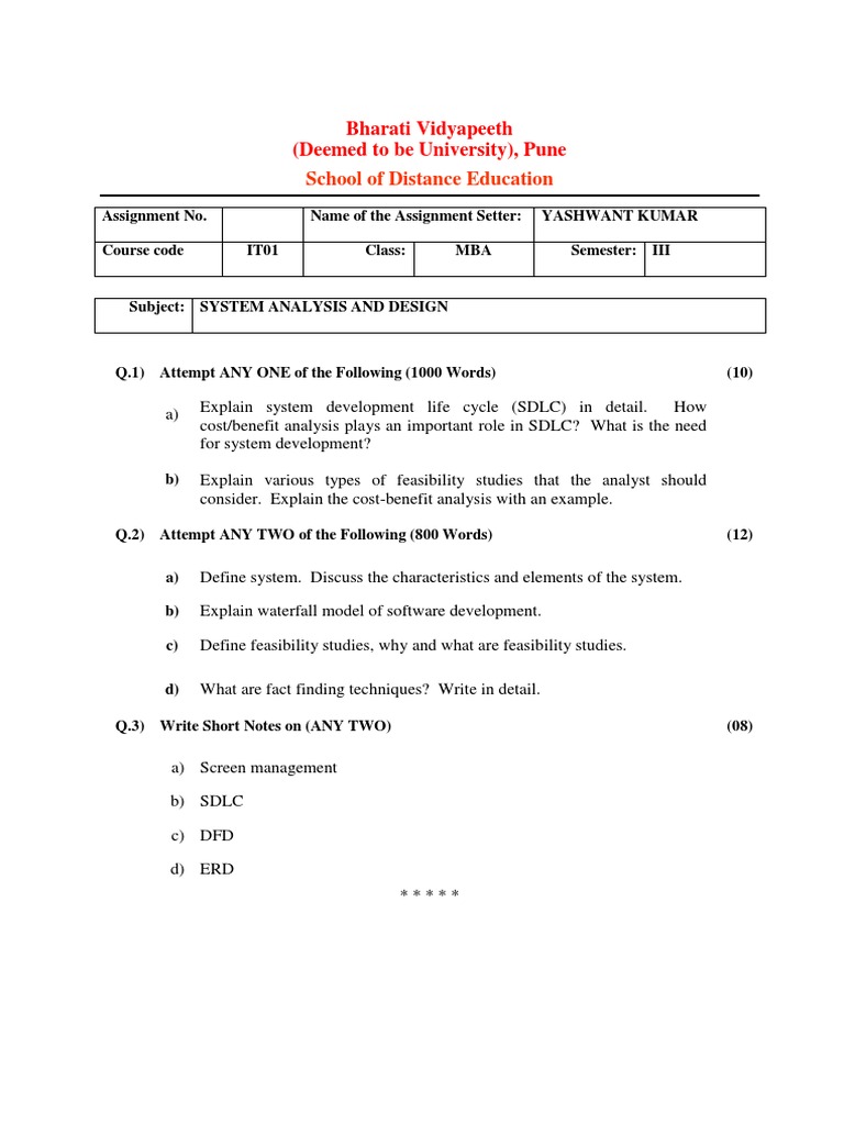 Sde Mbasemiii System Analysis Design | PDF