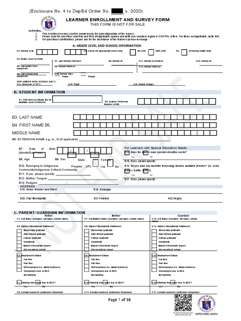 Learner Enrollment Survey Form 2020 | PDF | Internet Access | Internet
