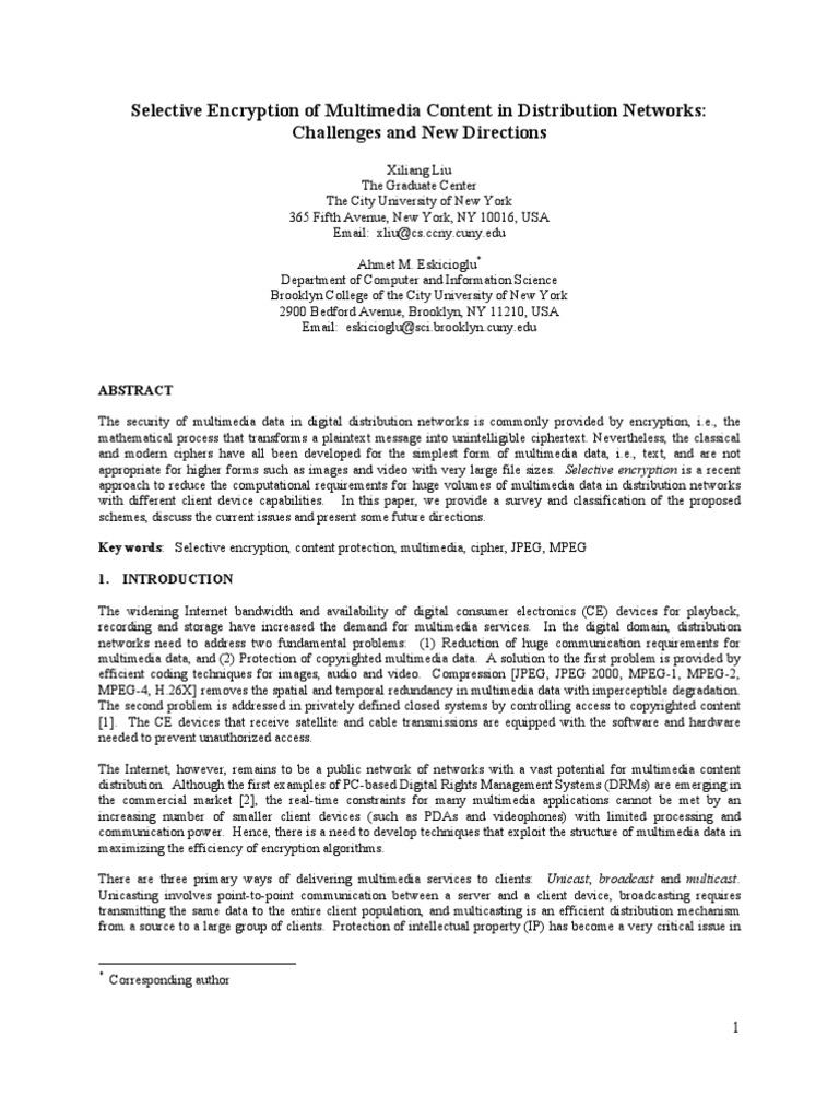 Selective Encryption Multimedia Pdf Data Compression Cryptography
