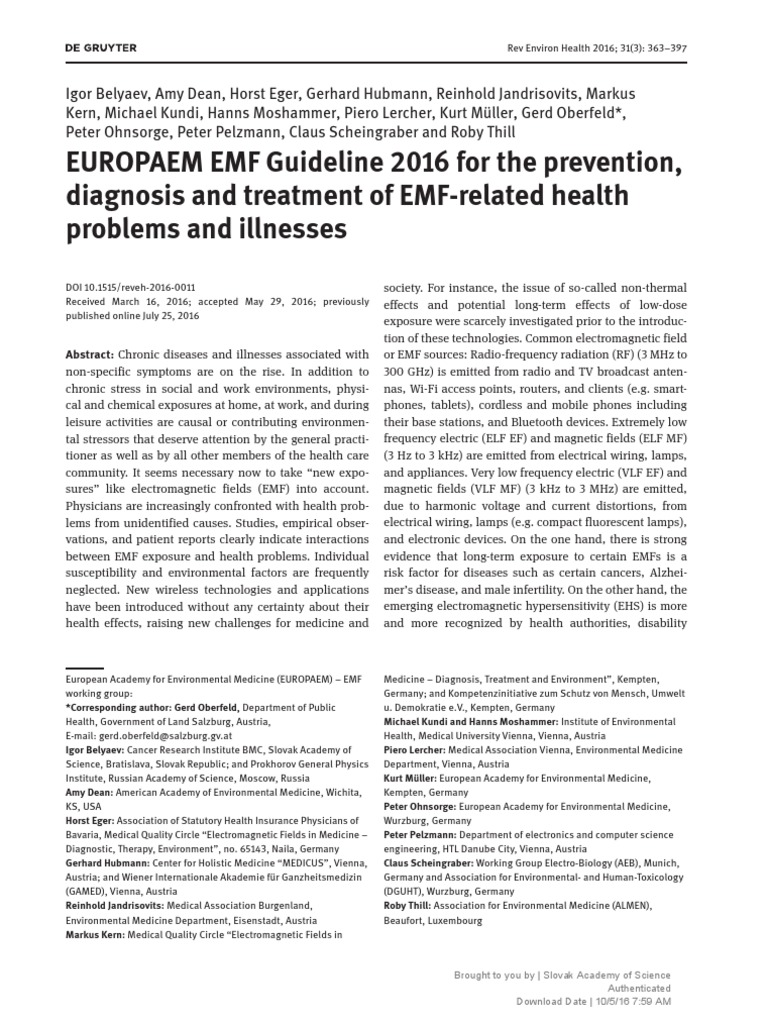 2016 EUROPAEM EMF Guideline 2016 For The Prevention, Diagnosis and ...