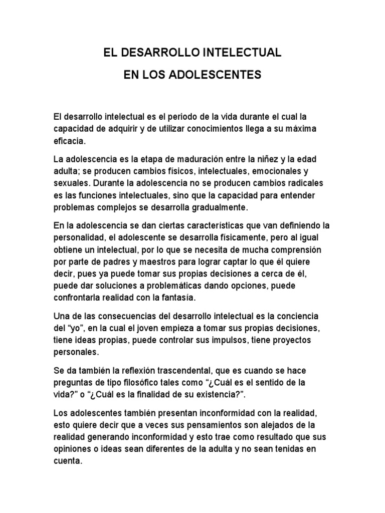 El Desarrollo Intelectual | PDF